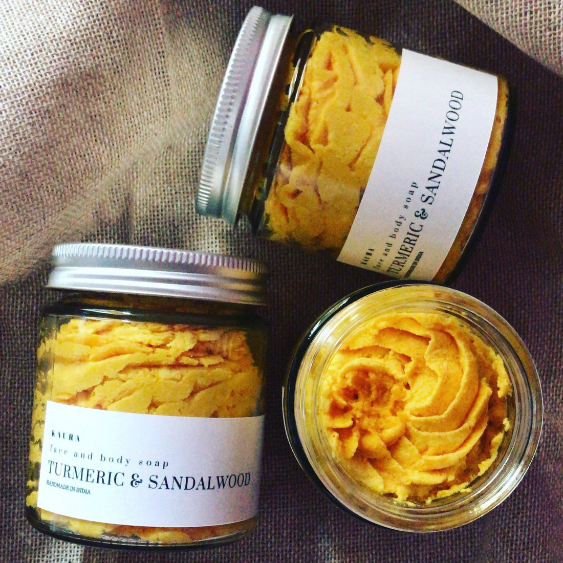 Organic Turmeric & Sandalwood Whipped Creamy Soap by Kaura India